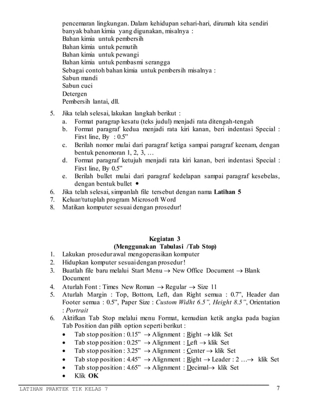 LATIHAN PRAKTIKUM MICROSOFT WORD | DOCX