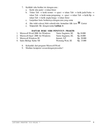 LATIHAN PRAKTIKUM MICROSOFT WORD | DOCX