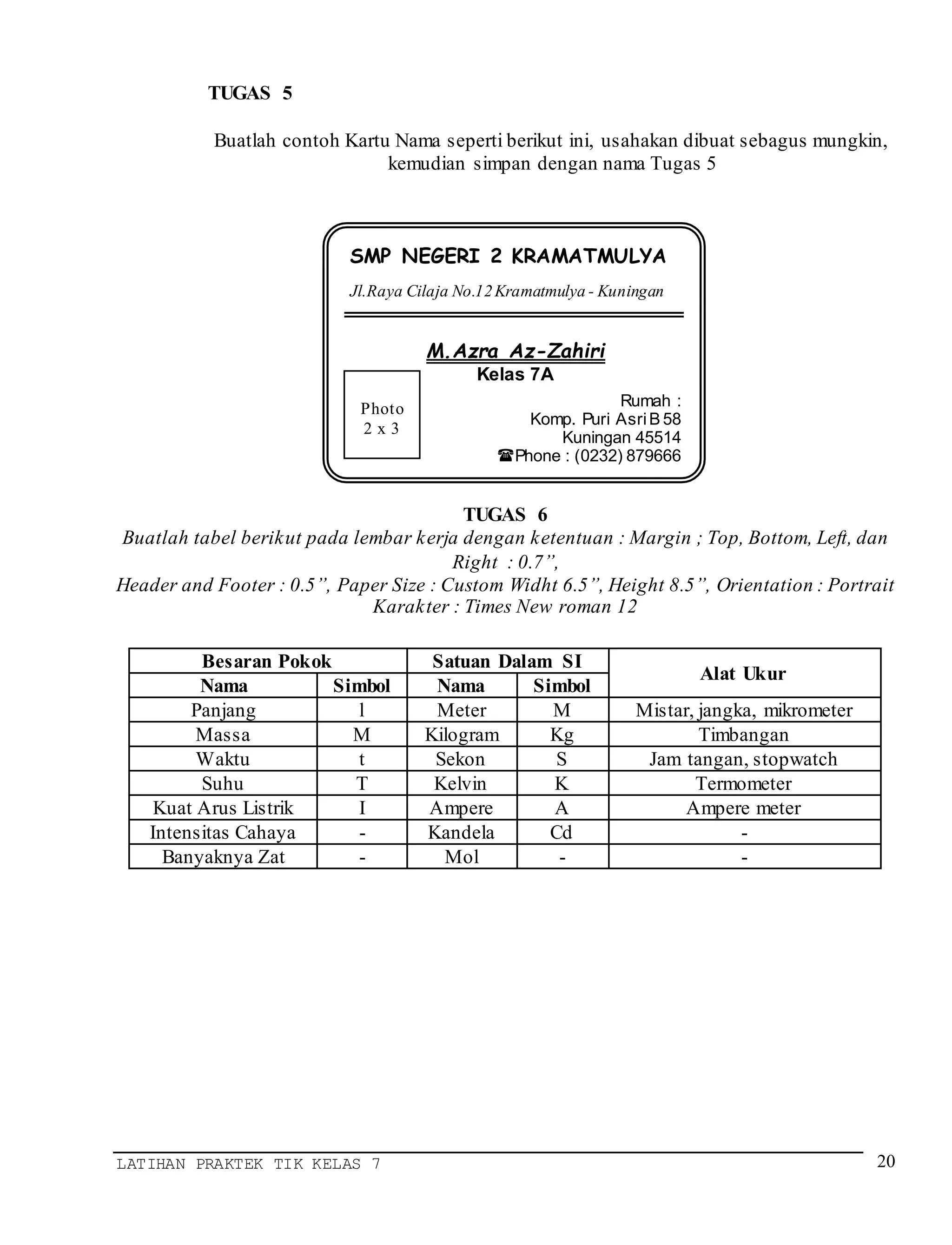 Latihan praktikum-microsoft-word-kls-7 | DOCX