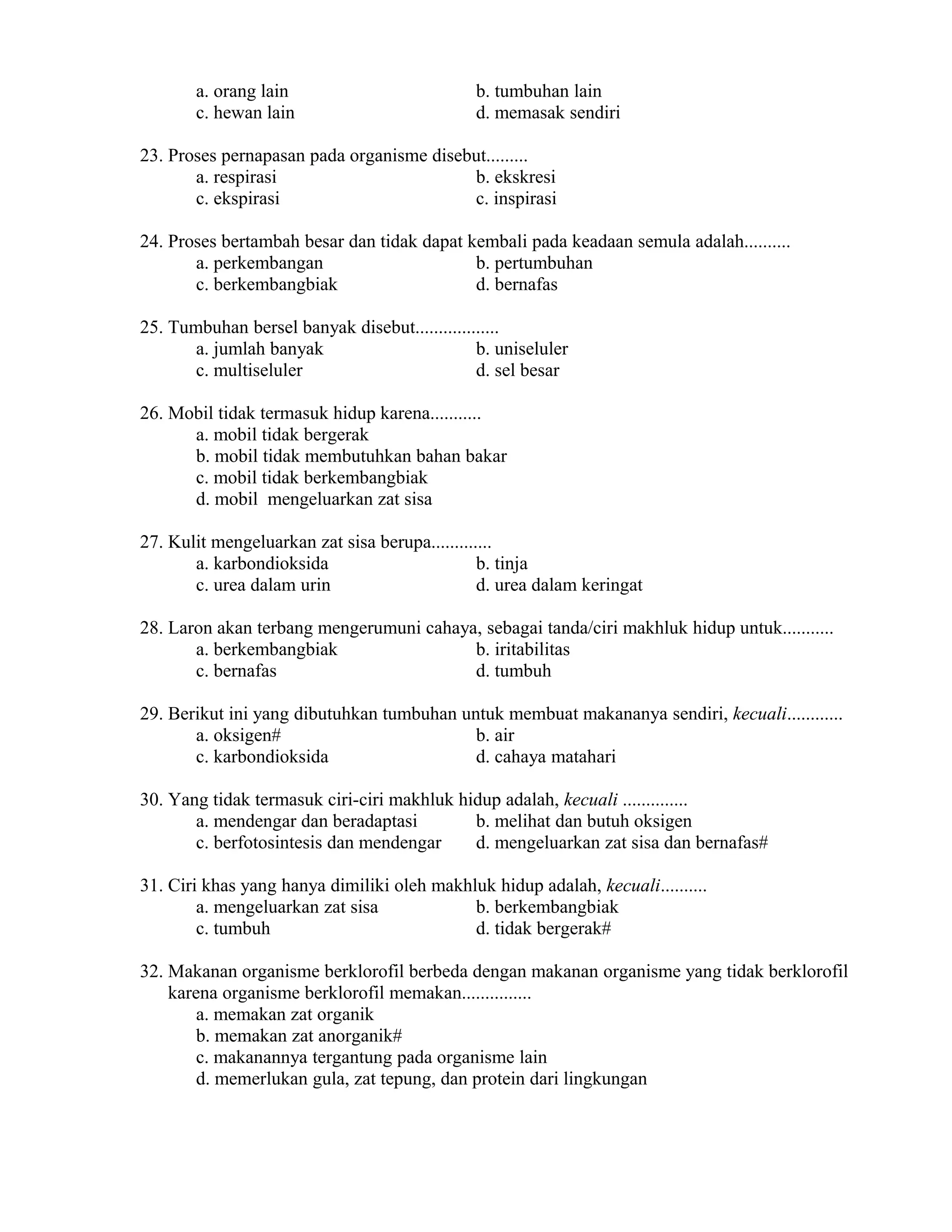 Latihan soal-biologi-kelas-vii-semester-i | PDF