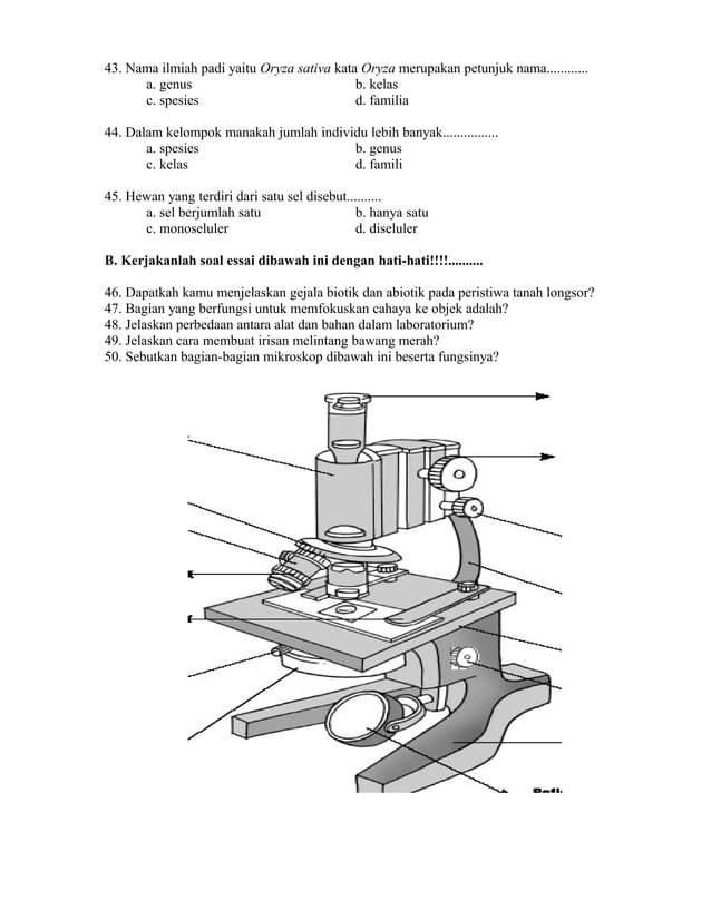 Latihan soal-biologi-kelas-vii-semester-i | PDF