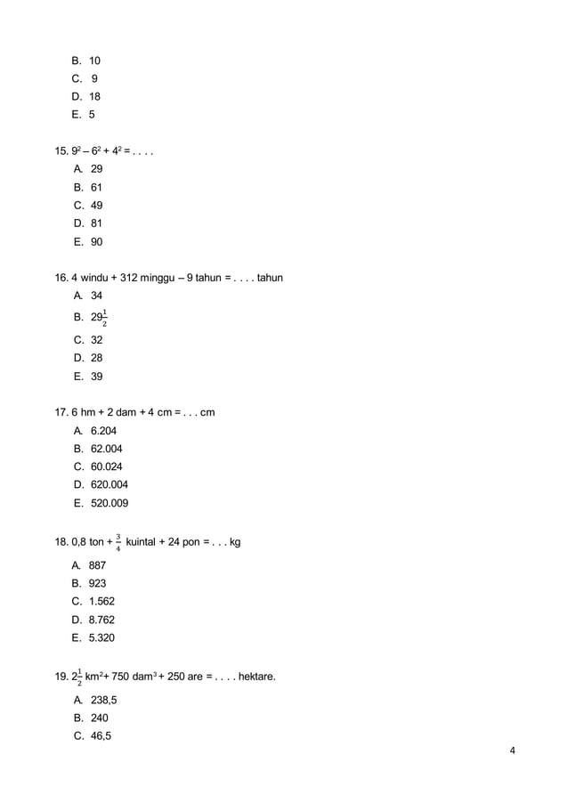 Latihan Soal Matematika Kelas 6 SD | DOCX