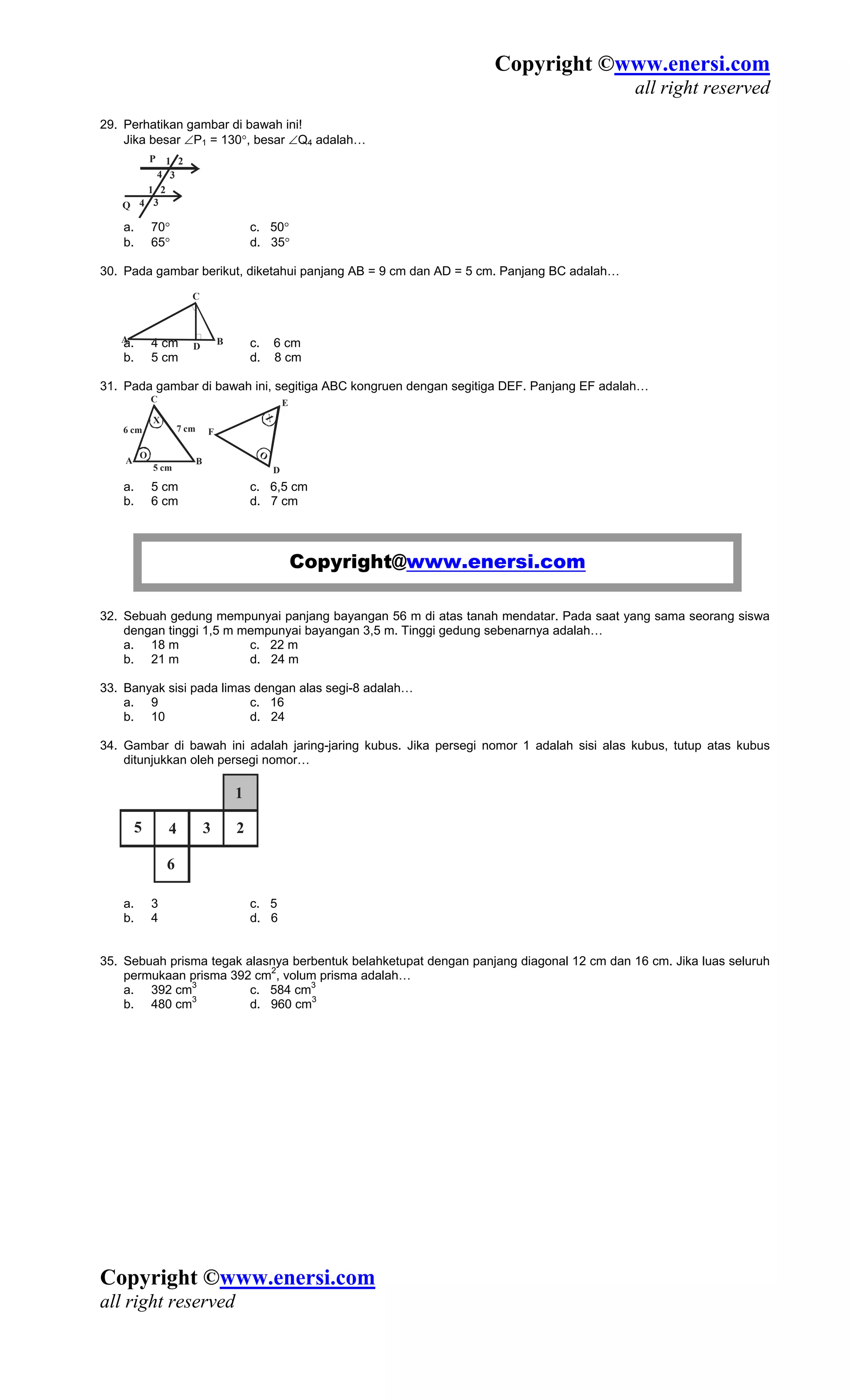 Latihan soal-un-smp-mts-2012-matematika | PDF