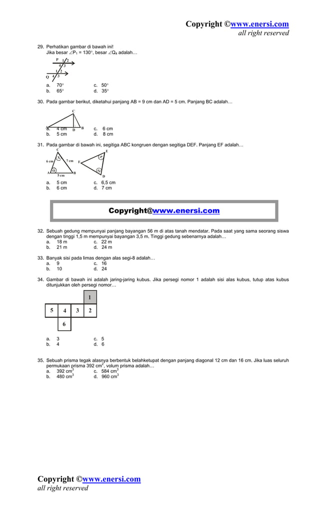 Latihan soal-un-smp-mts-2012-matematika | PDF