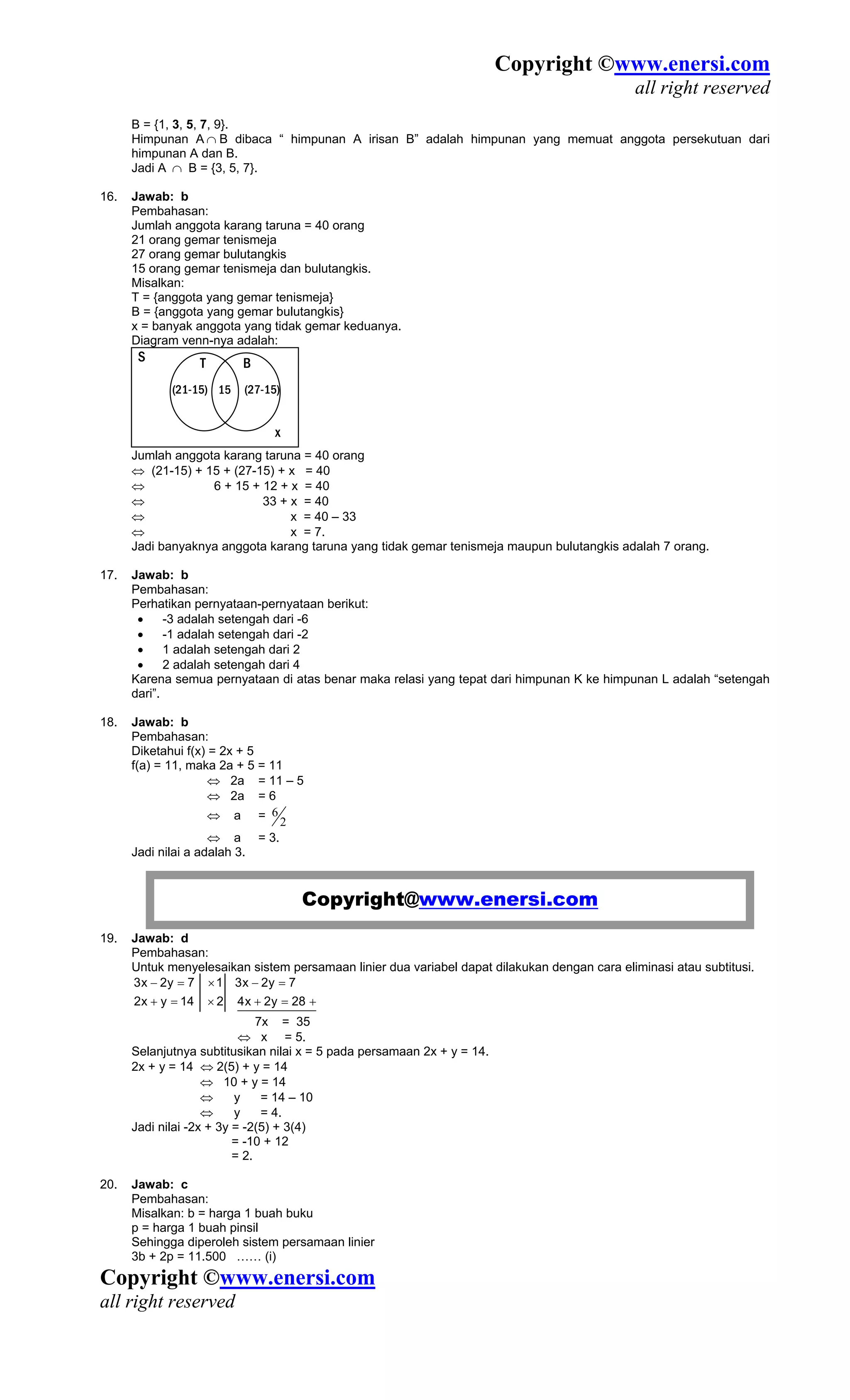 Latihan soal-un-smp-mts-2012-matematika-bahas | PDF