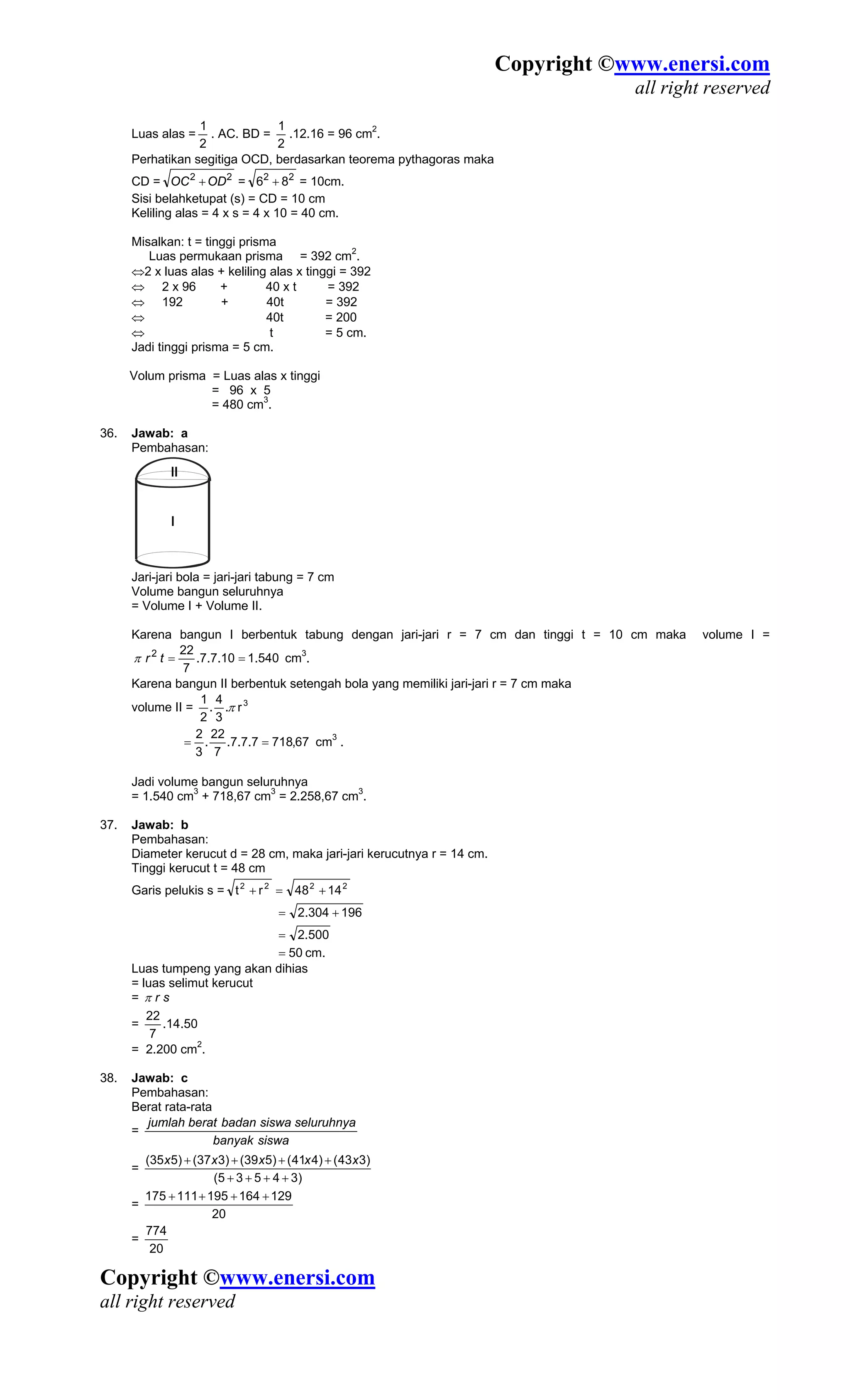 Latihan soal-un-smp-mts-2012-matematika-bahas | PDF