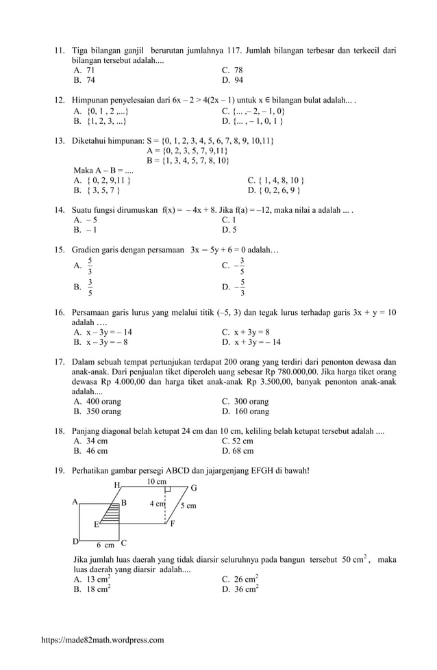 Latihan ujian-nasional-smp-2013-2014 | PDF