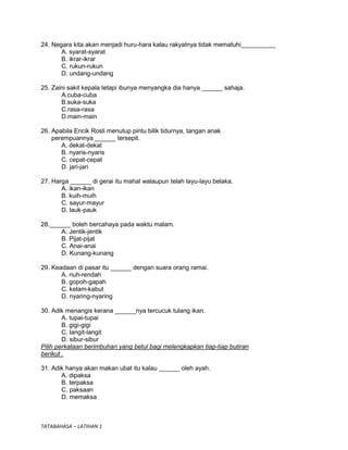 Latihan 1 bm tatabahasa | DOCX