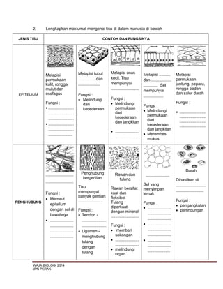 Latihan 2.6 organisasi sel dalam organisma multisel[9 13] | PDF