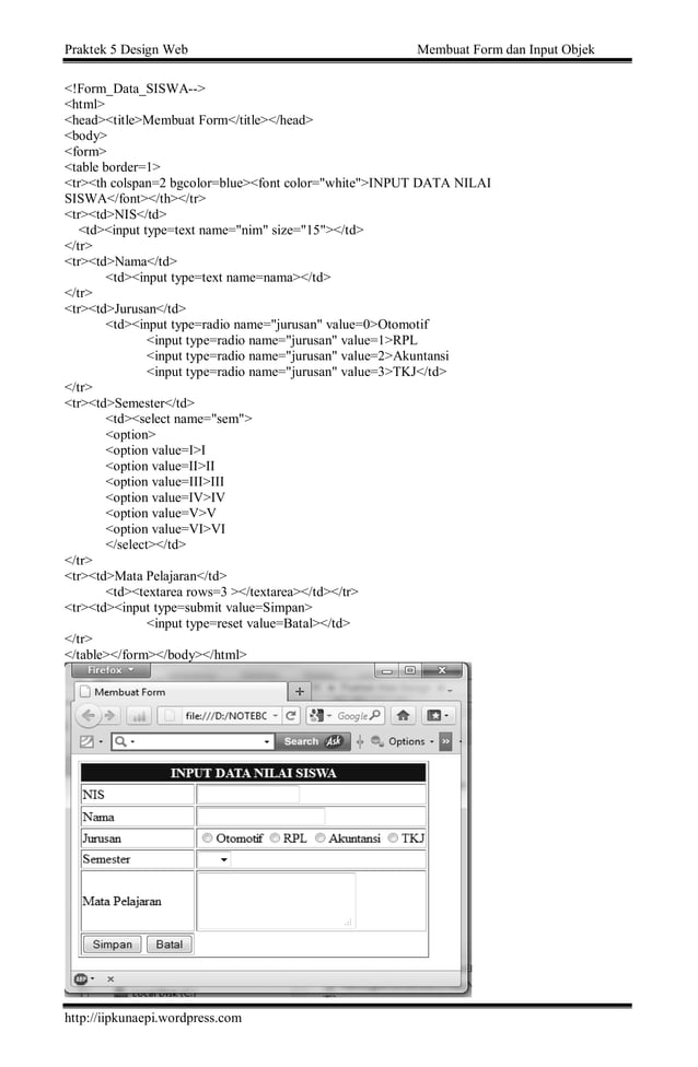 Latihan 5 form | PDF