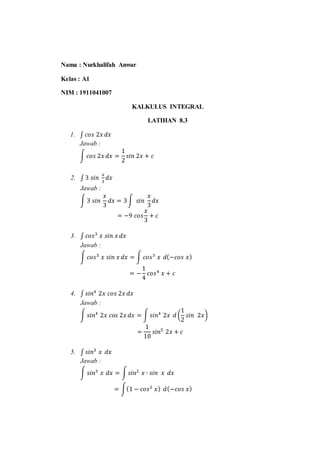 Latihan 8.3 Thomas (Kalkulus Integral) | DOCX