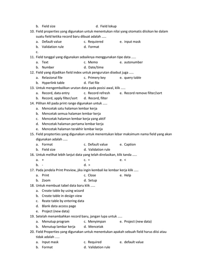 Latihan access | DOCX