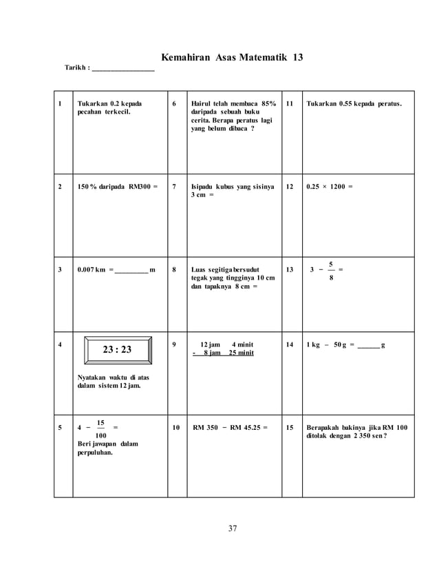 Latihan asas matematik | DOC