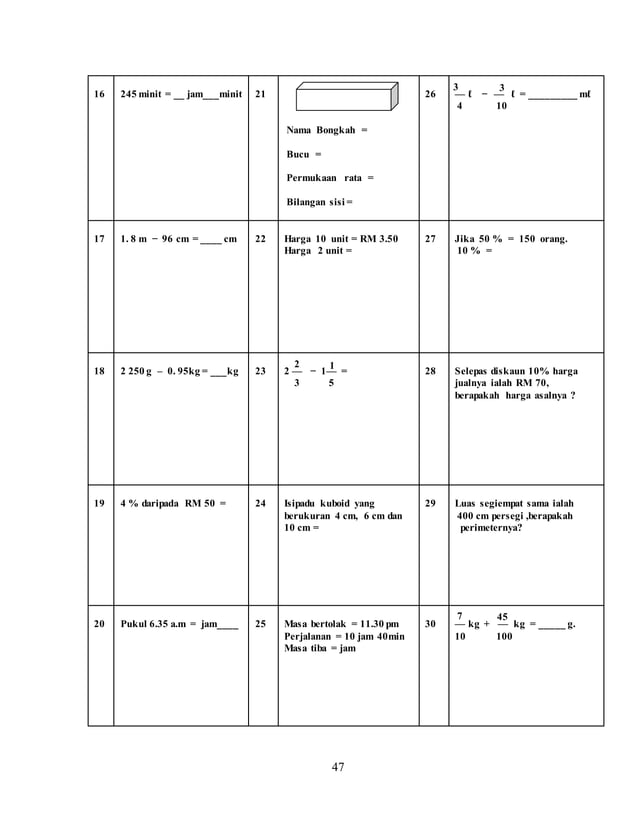 Latihan asas matematik | DOC
