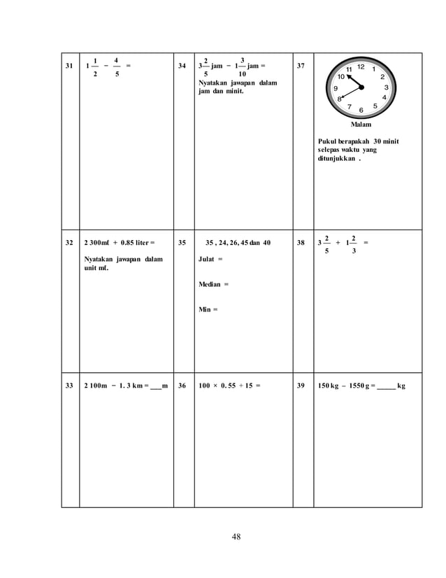 Latihan asas matematik | DOC