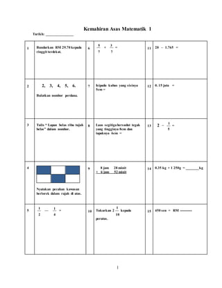 Latihan asas matematik | PDF