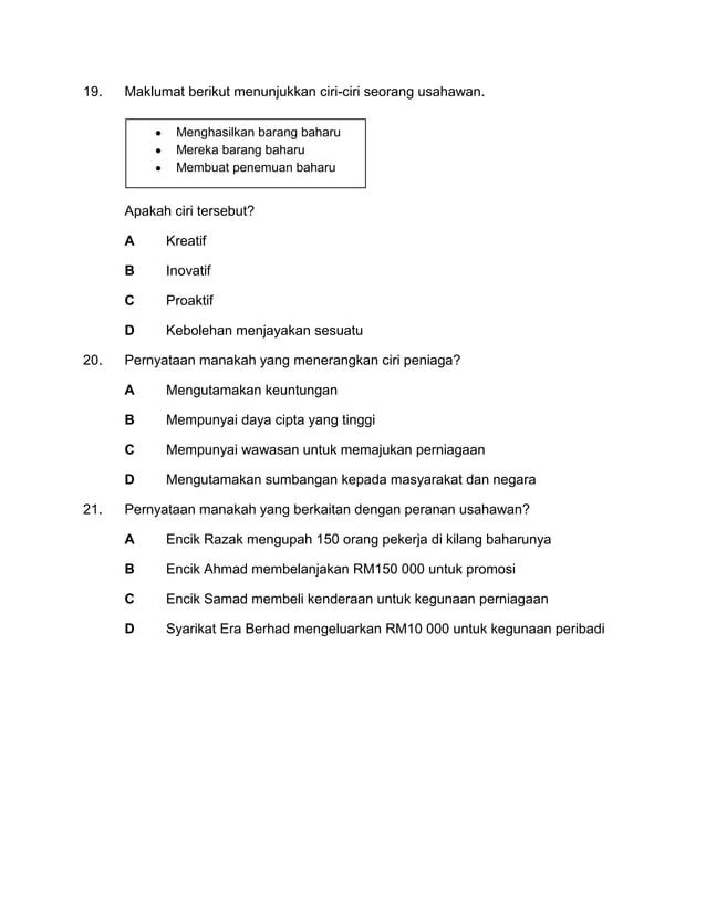 Latihan bab 1 objektif | PDF