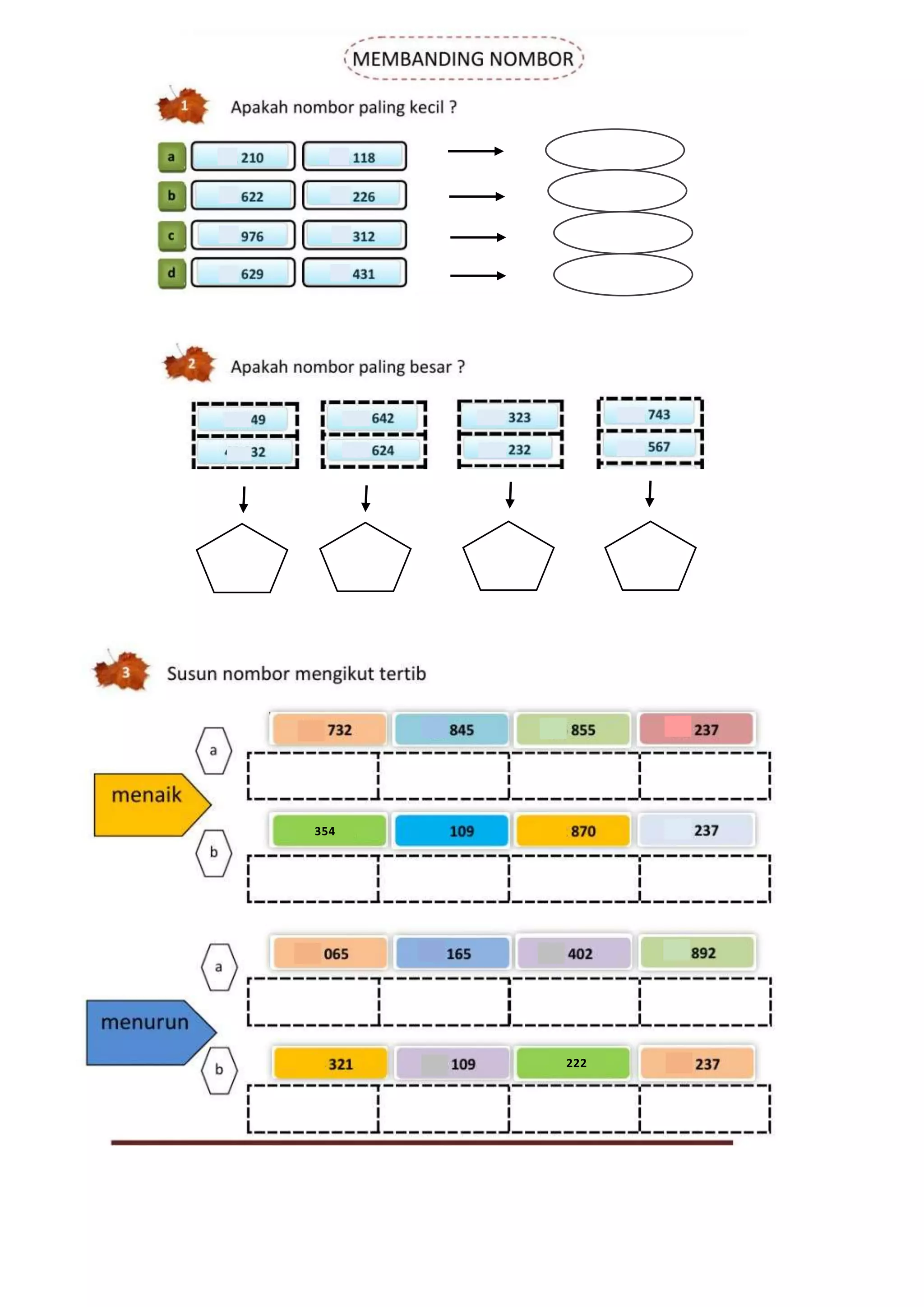 Latihan banding dan susun nombor | DOCX