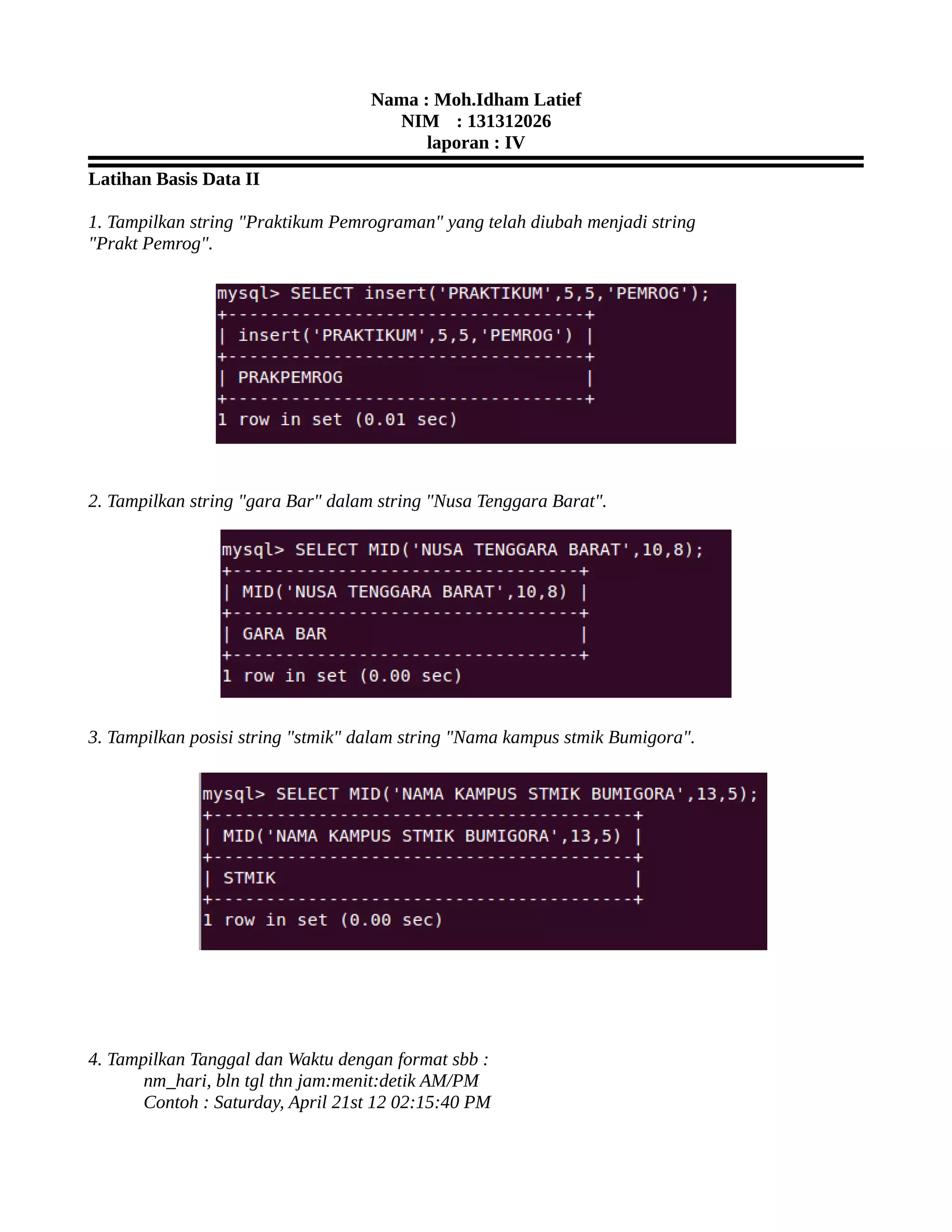 Latihan basis data(lap4) | PDF