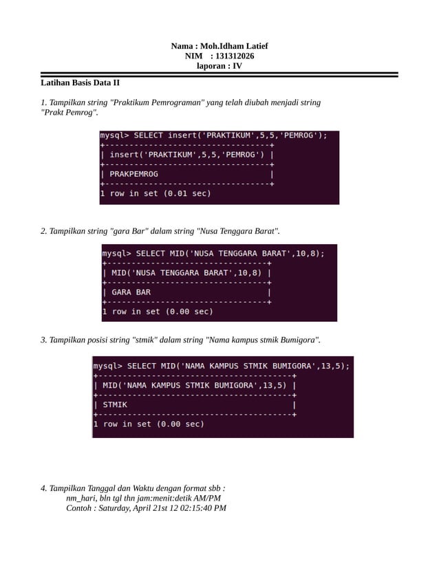 Latihan basis data(lap4) | PDF