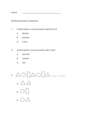 Latihan bentuk & ruang | PDF