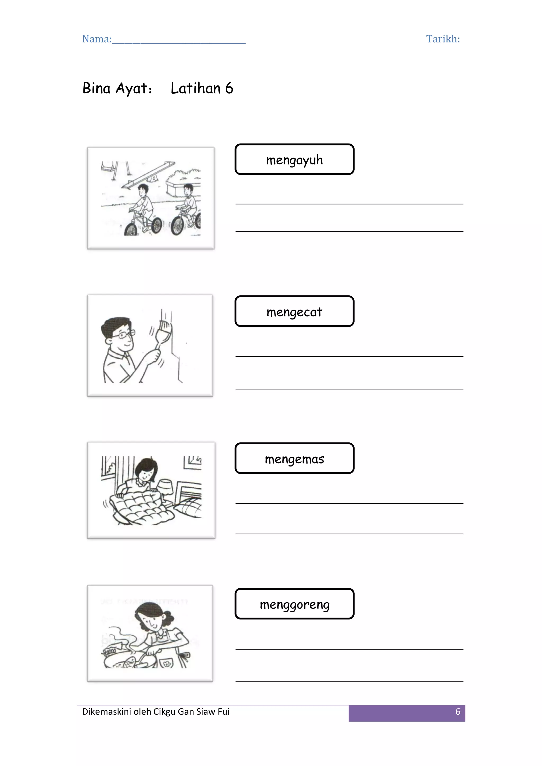 Latihan Bina Ayat Bm Tahun 1 Dan 2 1 Pdf