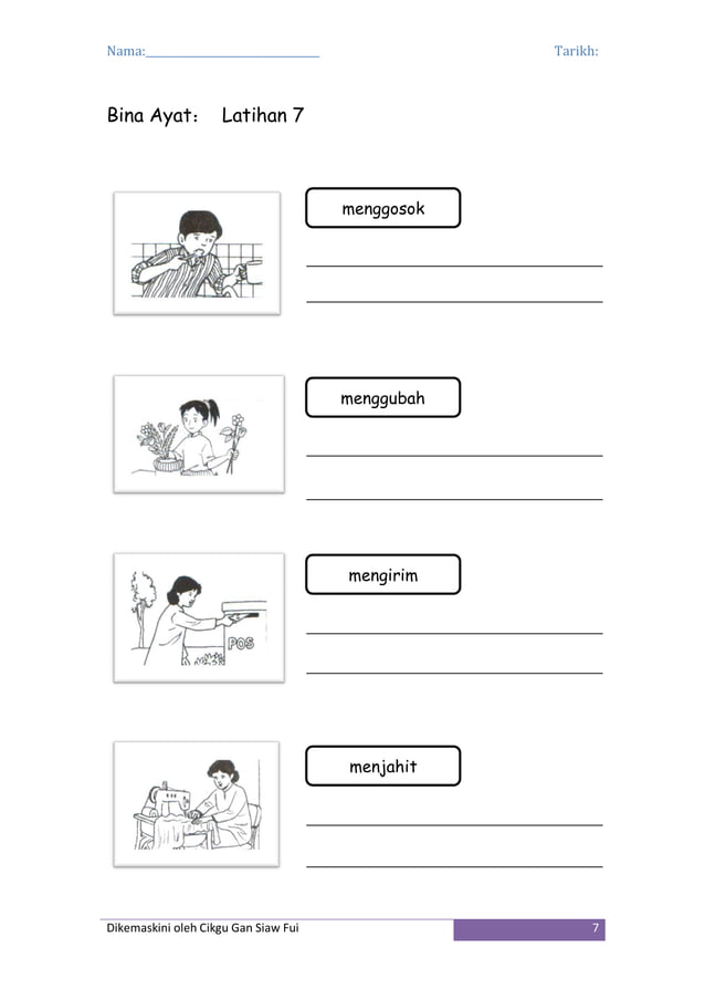 Latihan Bina Ayat Bm Tahun 1 Dan 2 1 Pdf
