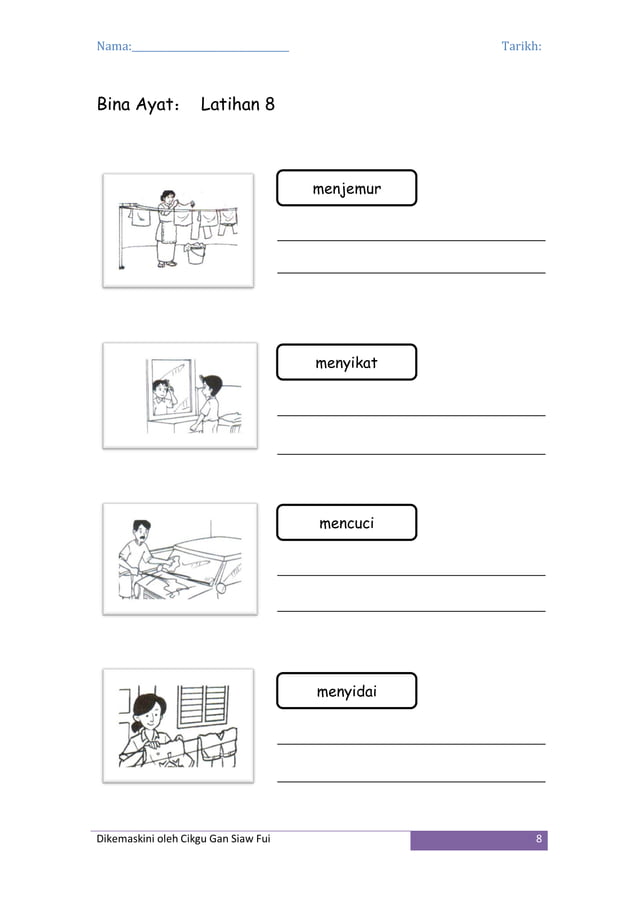 Latihan Bina Ayat Bm Tahun 1 Dan 2 1 Pdf