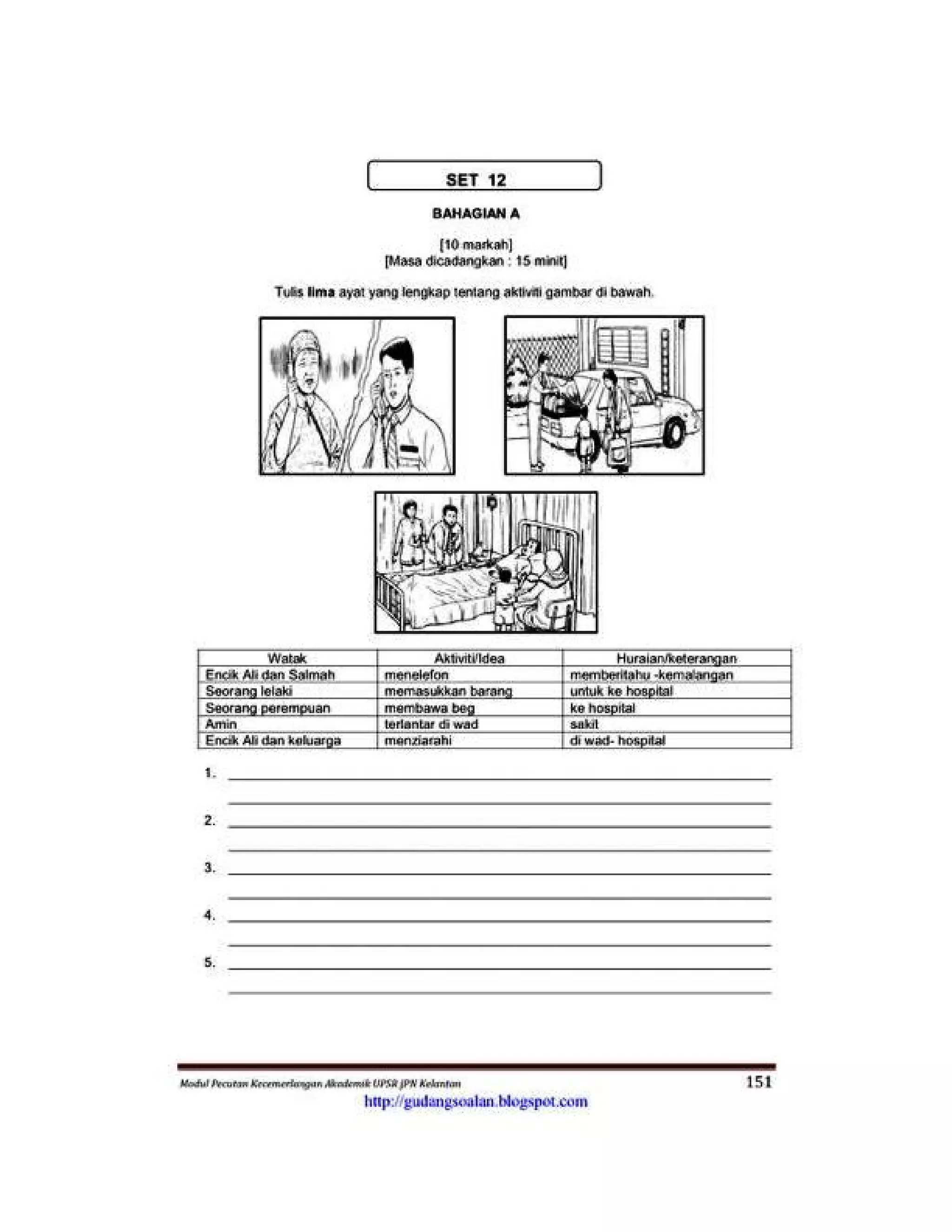 Latihan bina lima ayat bergambar | PDF