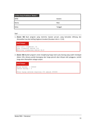 Latihan chapter 1 modul-pratikum pbo fix-pages | PDF