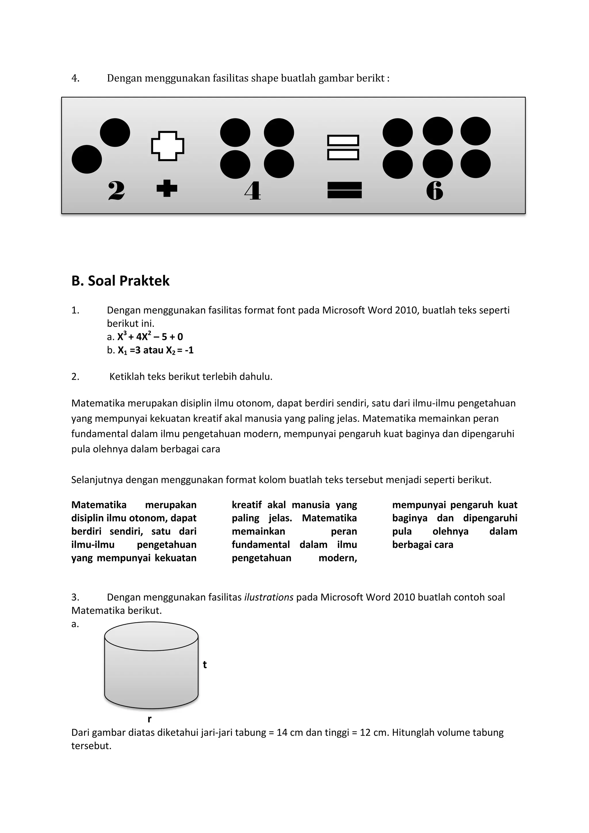 Latihan dan soal praktek Ms.Word