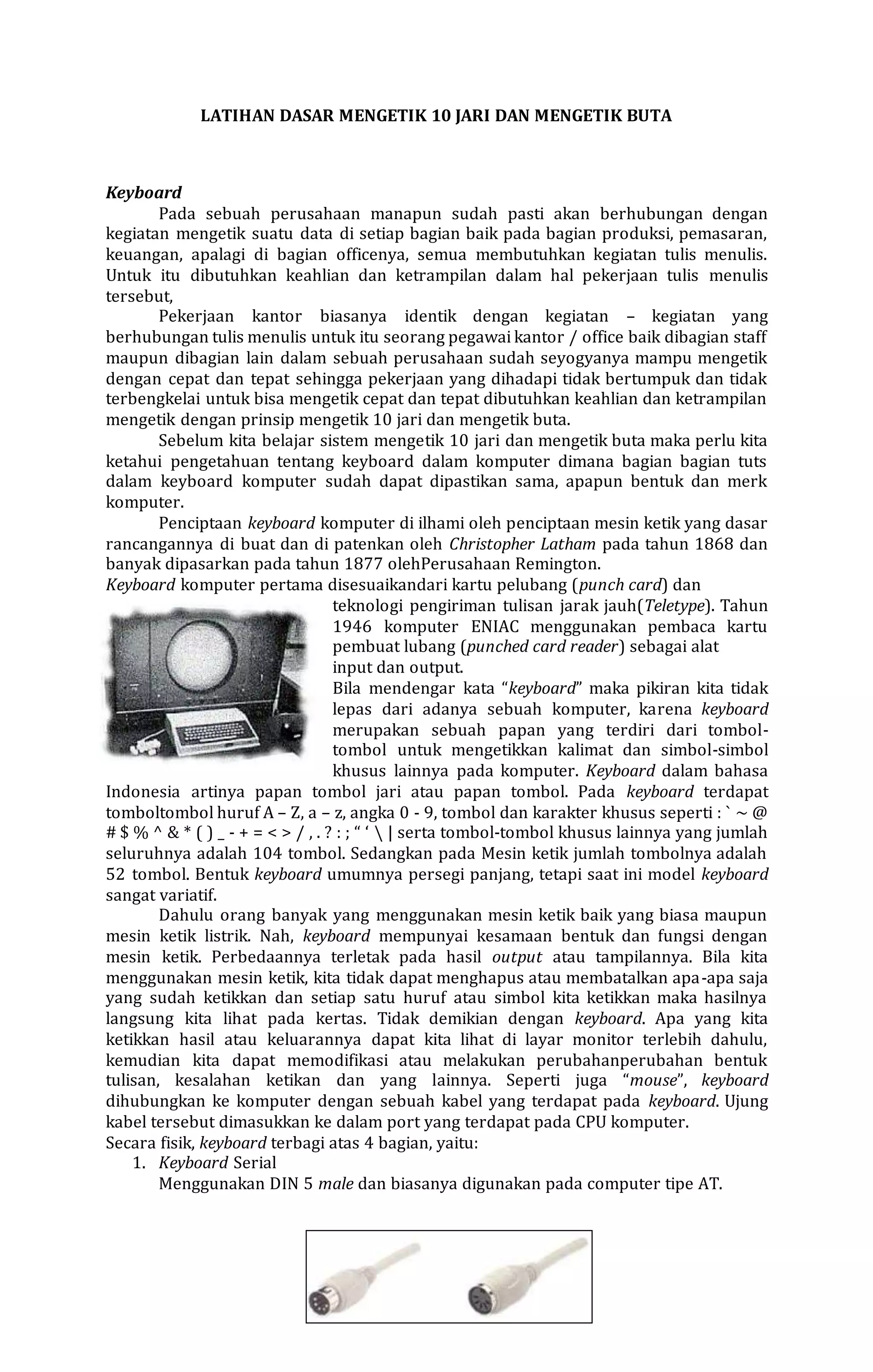 Latihan dasar mengetik 10 jari dan mengetik buta | DOCX
