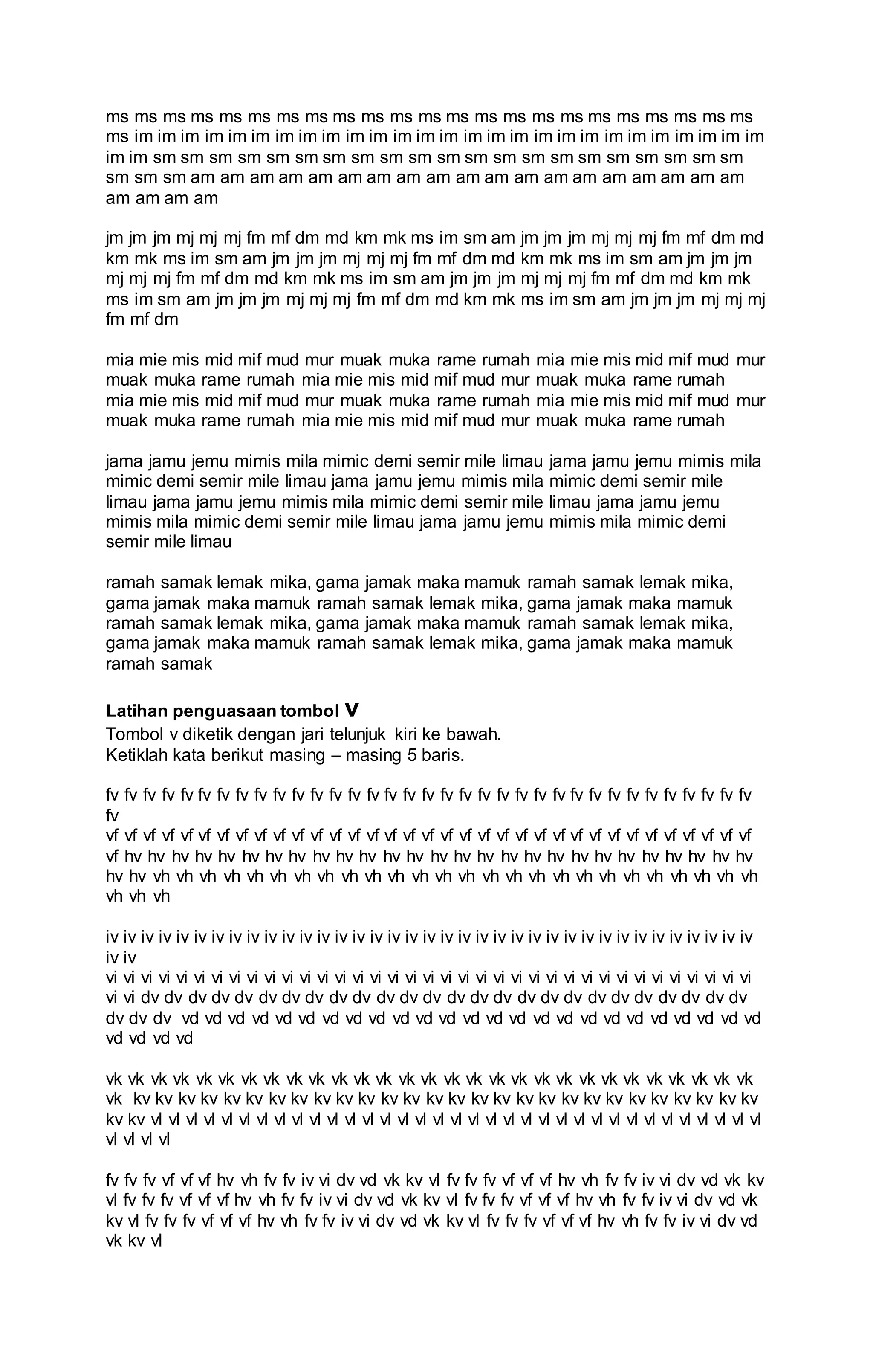 Latihan dasar mengetik 10 jari dan mengetik buta | DOCX