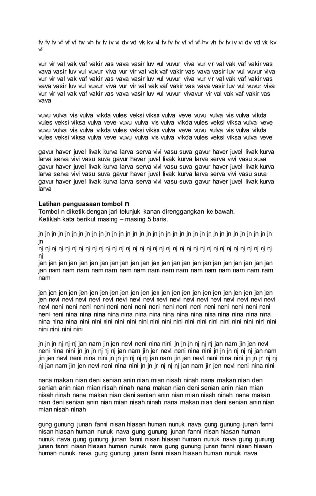 Latihan dasar mengetik 10 jari dan mengetik buta | DOCX