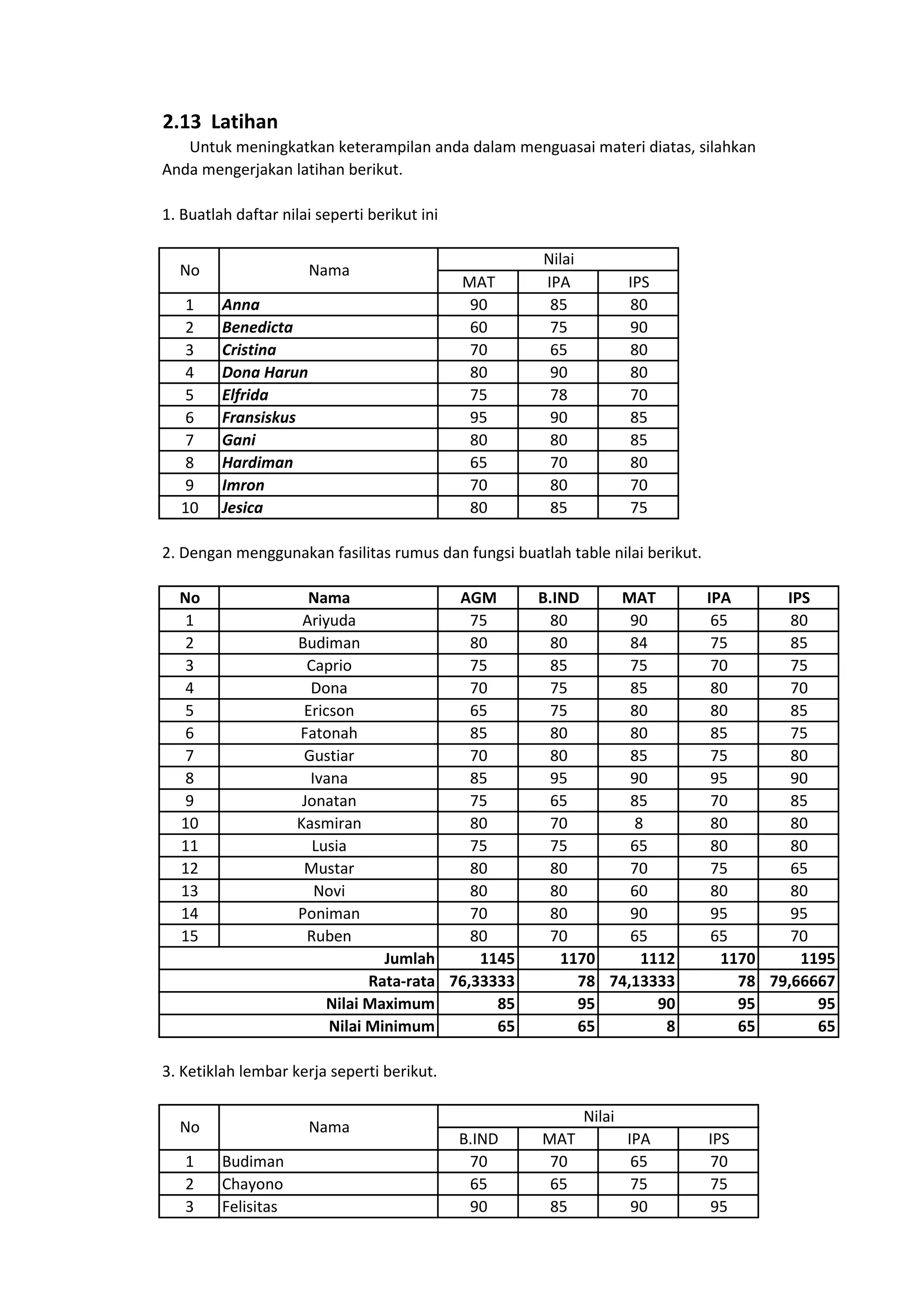 Latihan Ms.Excel | PDF