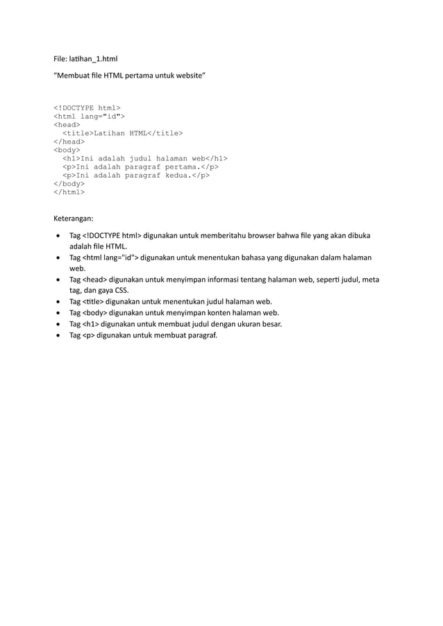belajar dan studi kasus HTML untuk pemula | PDF