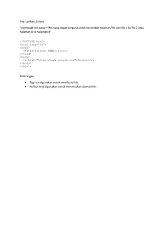 belajar dan studi kasus HTML untuk pemula | PDF