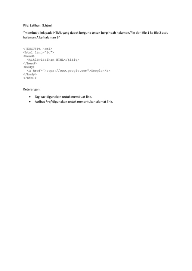 belajar dan studi kasus HTML untuk pemula | PDF
