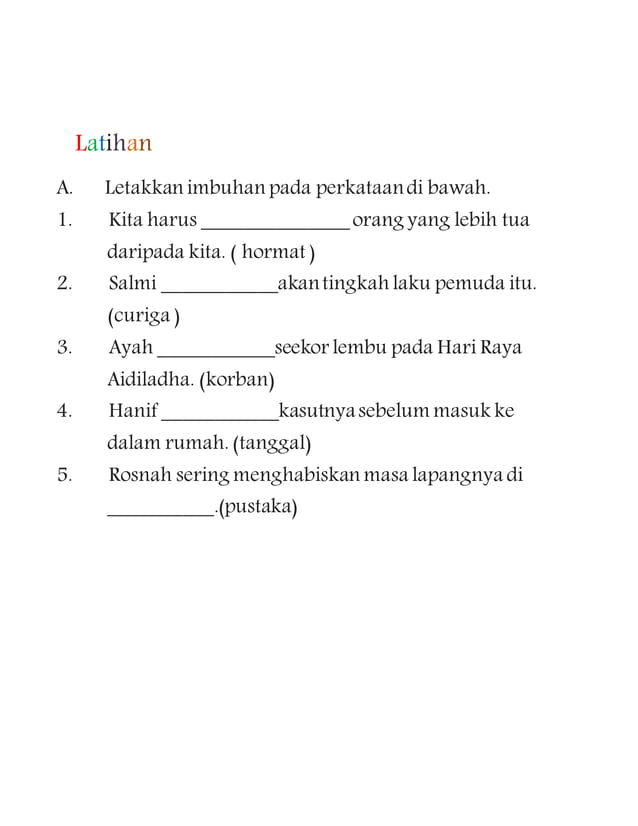 Latihan imbuhan apitan | DOCX