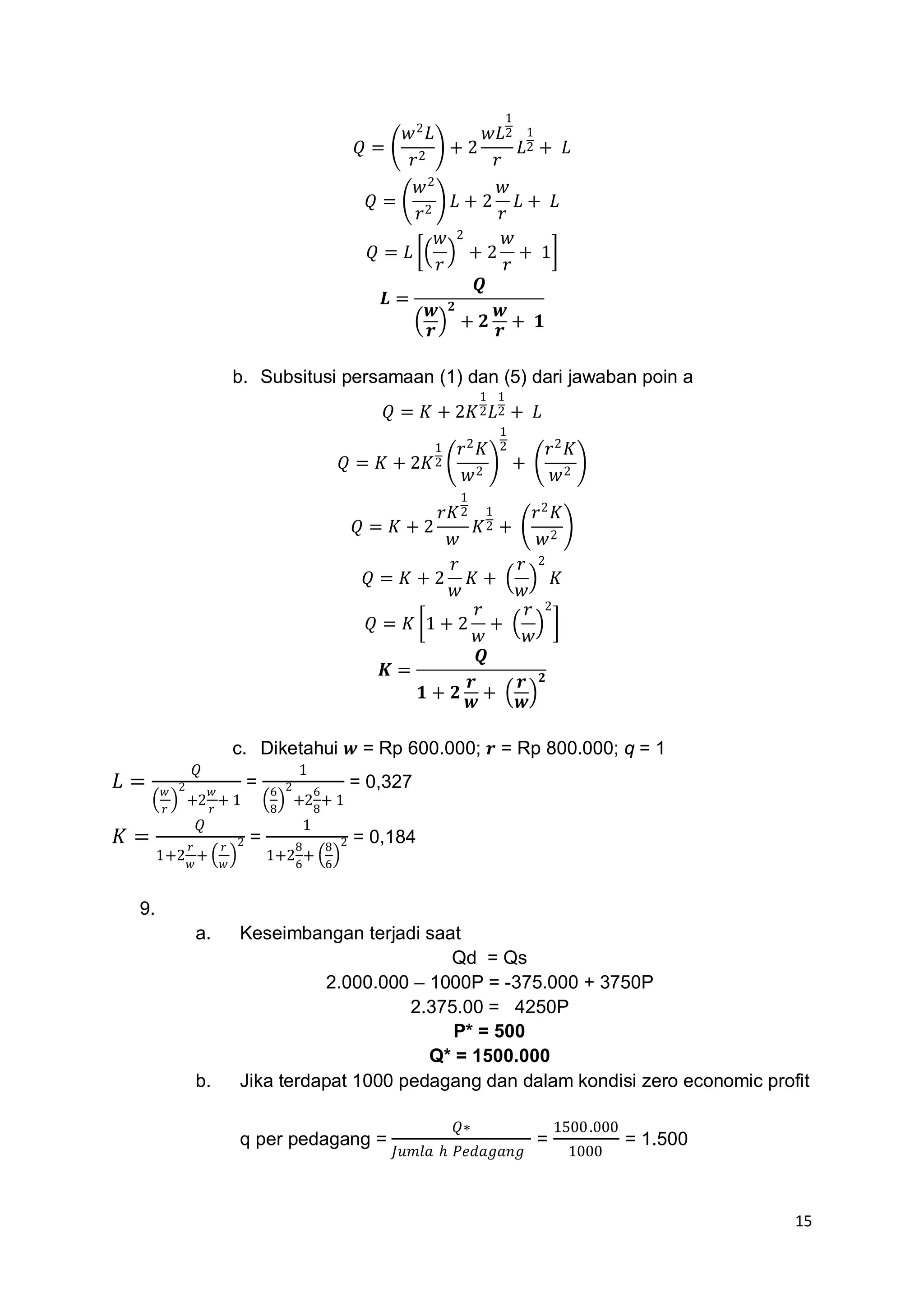 Latihan + jawaban mikro 1 (uts) - FEUI | PDF