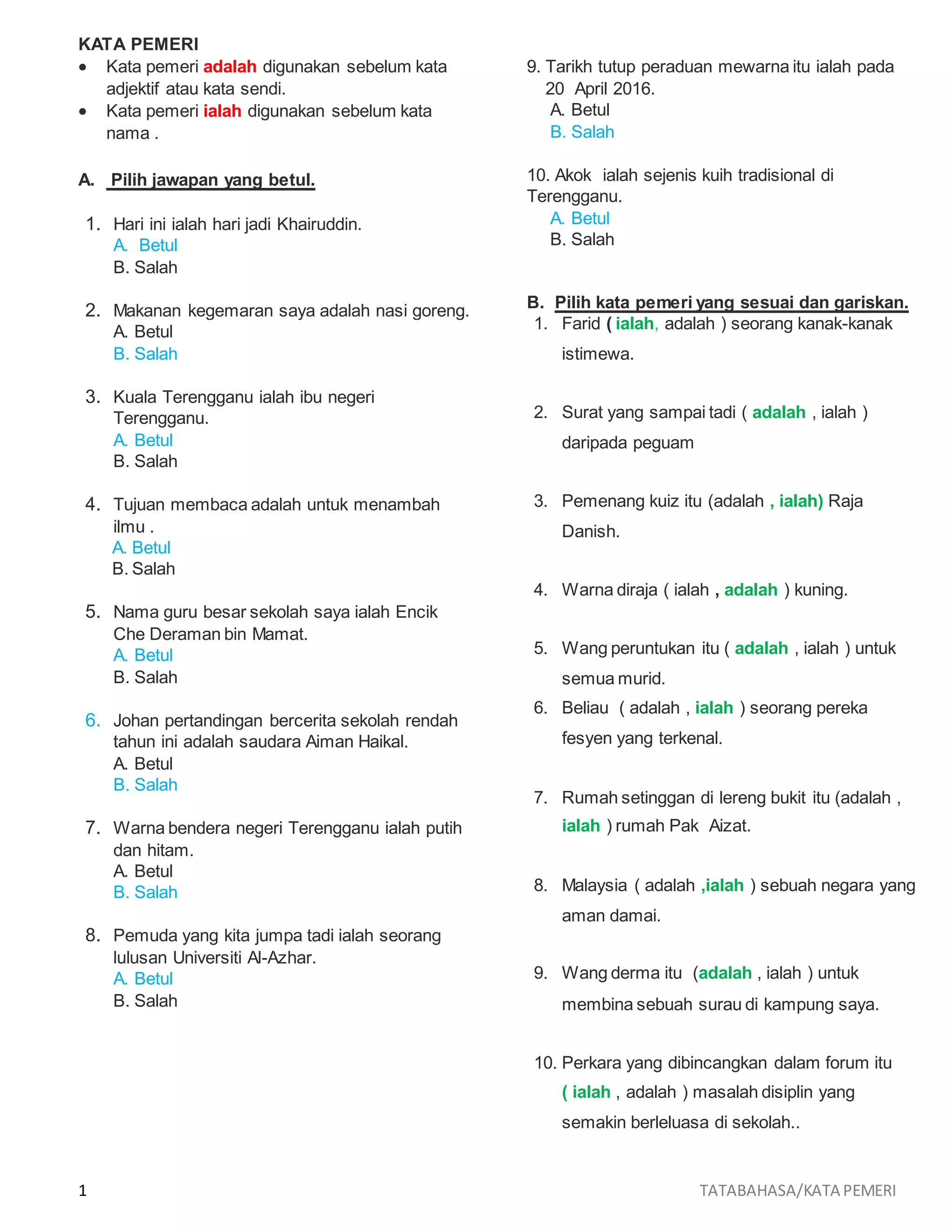Latihan kata pemeri | DOCX