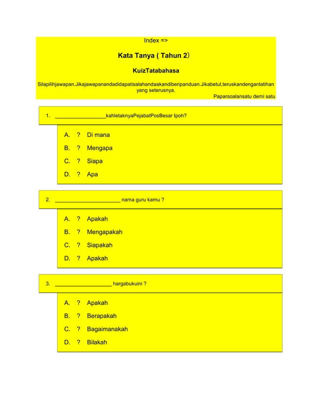 Latihan kata tanya | DOCX