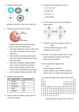 SOAL LATIHAN PENILAIAN AKHIR SEMESTER (PAS) KIMIA KELAS X | DOC