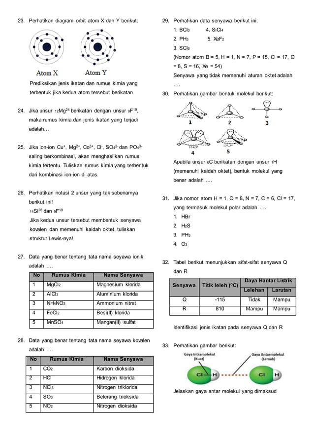 SOAL LATIHAN PENILAIAN AKHIR SEMESTER (PAS) KIMIA KELAS X | DOC