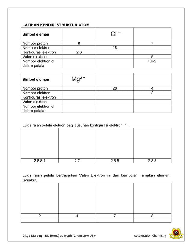 Latihan kendiri Kimia Pertengahan Tahun Tingkatan 4 | PDF