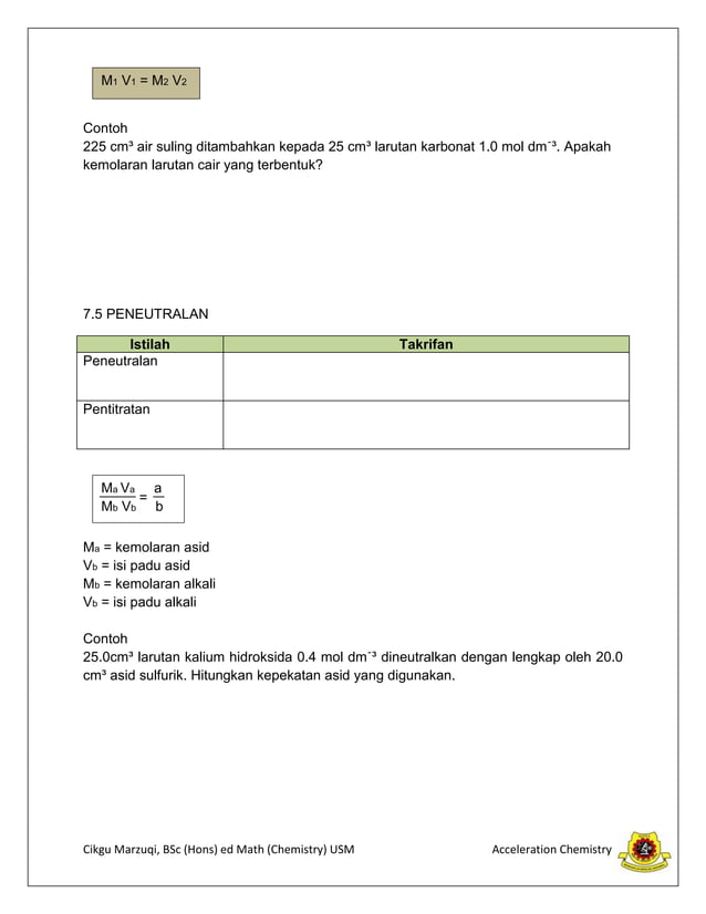 Latihan kendiri Asid dan Bes | PDF