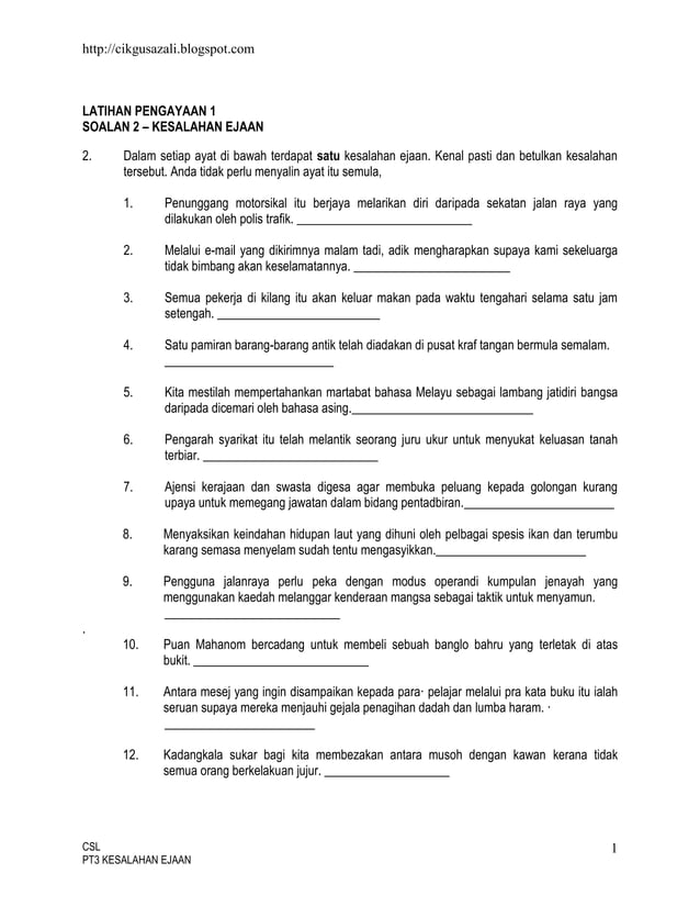 Latihan kesalahan ejaan 2 | PDF