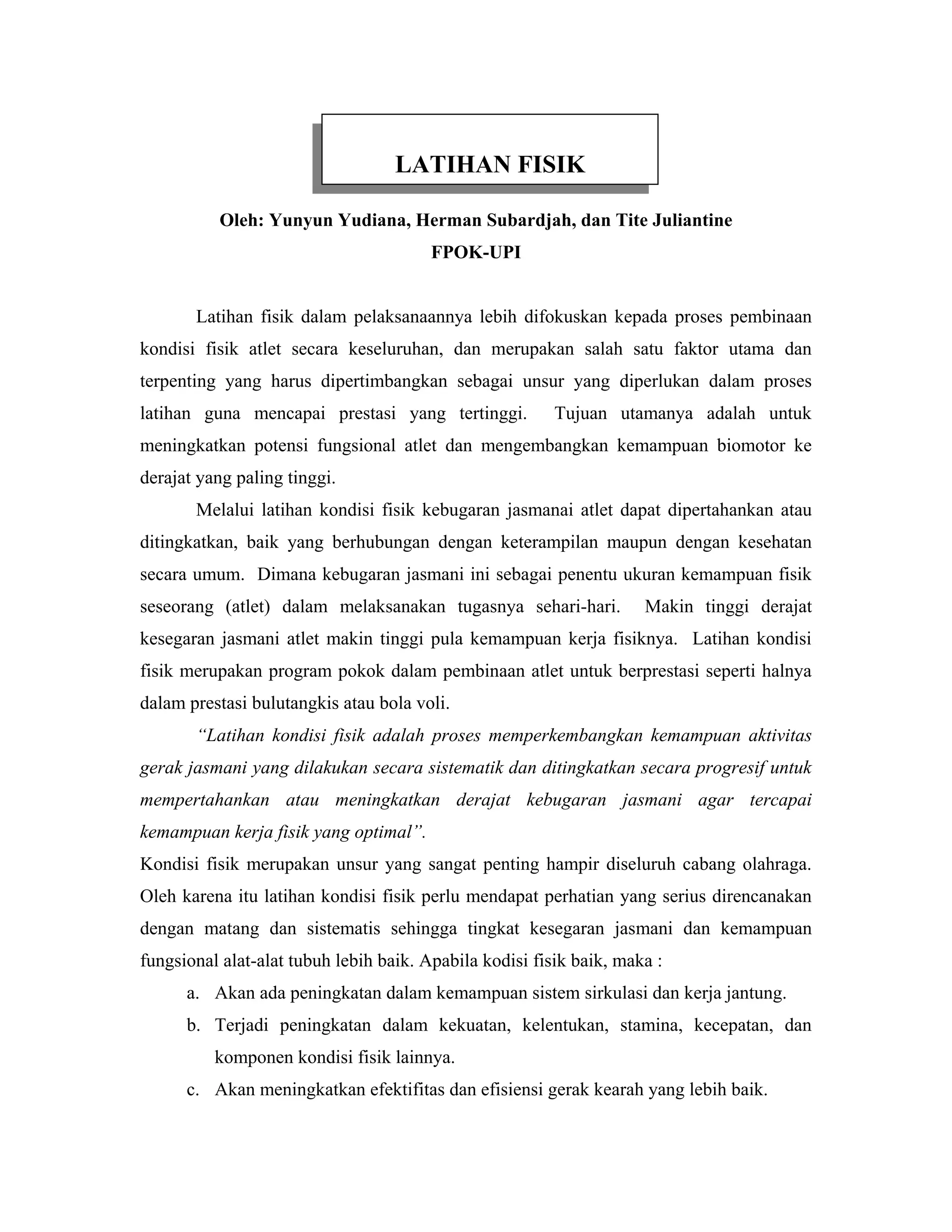 Latihan kondisi fisik | PDF