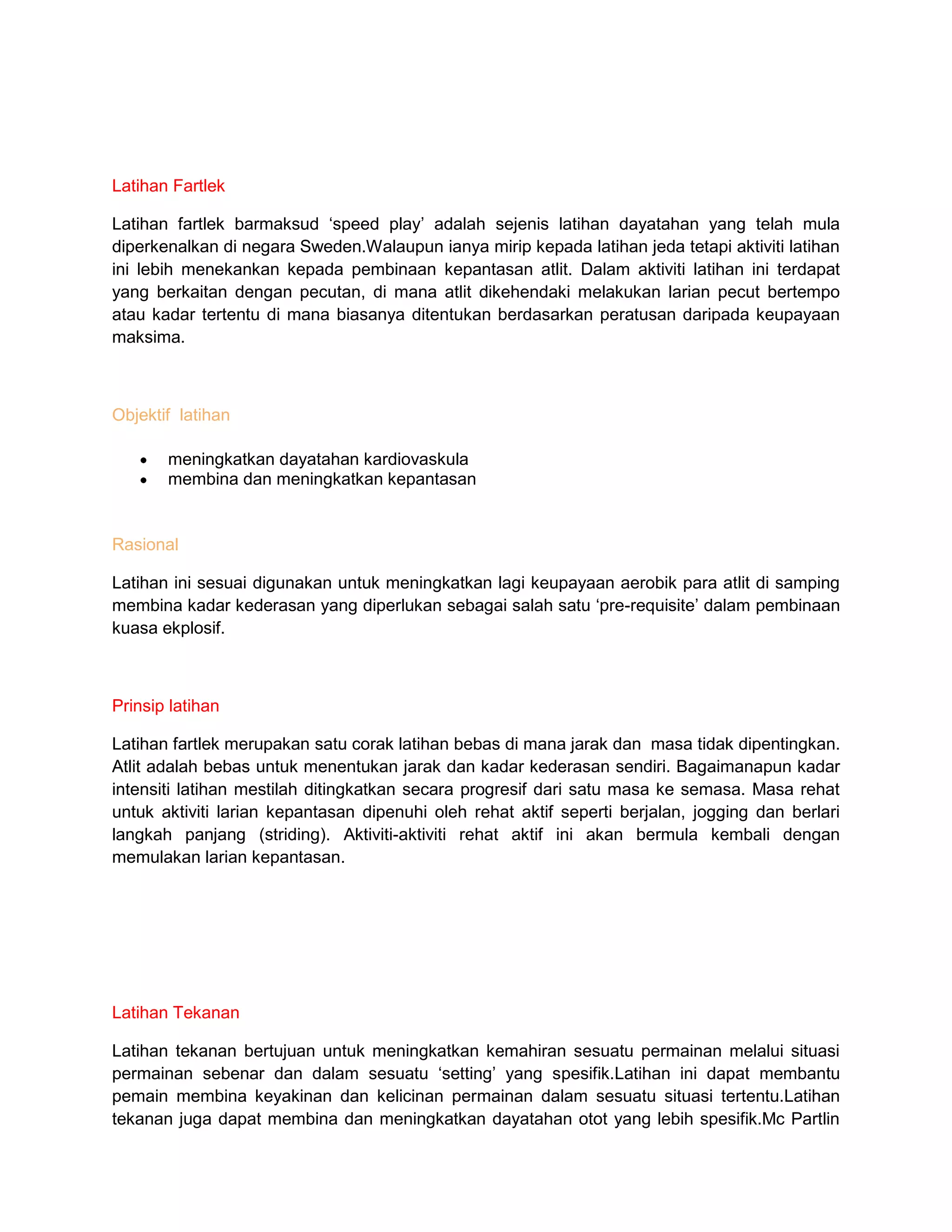 Latihan lari pecut | DOCX