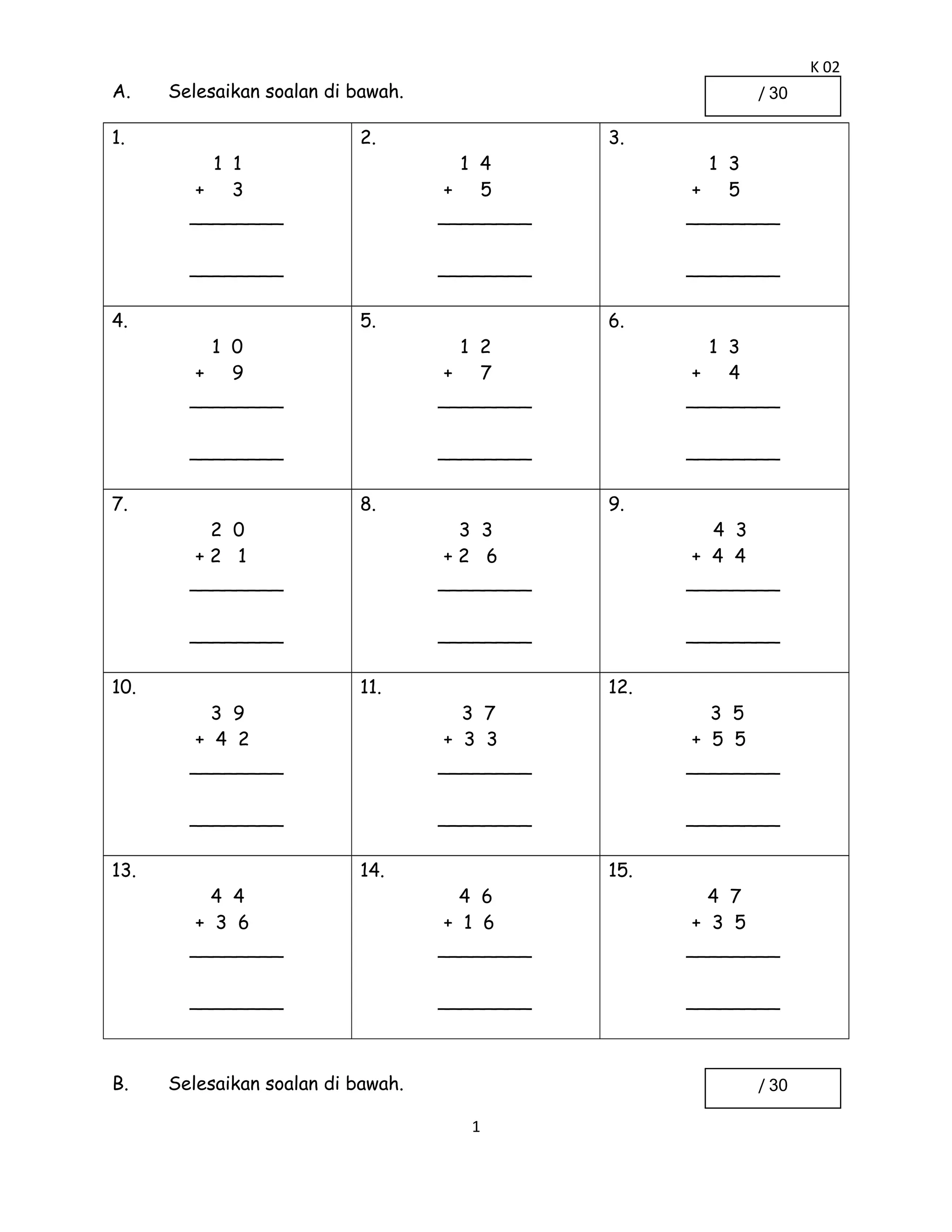 Latihan matematik mudah | DOC